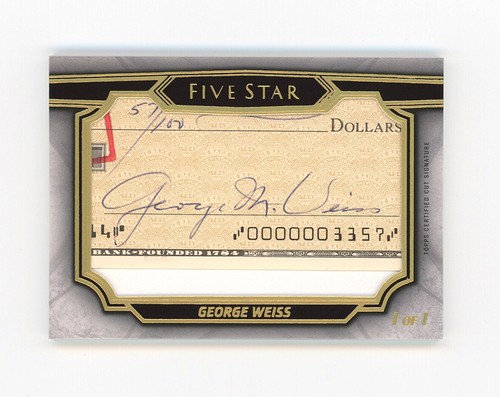 George Weiss 2021 Topps 5 Five Star 1/1 Cut Signatures Legendary Auto ...