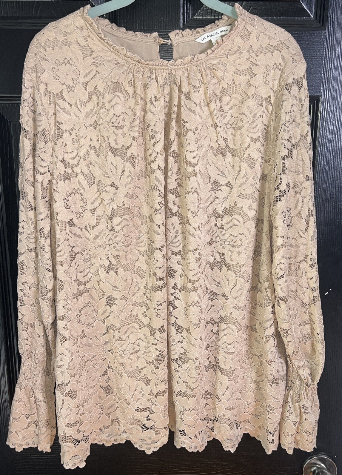 NWOT Zac & Rachel Peach Lace Peasant Blouse Long Sleeves Plus Size 3x ...