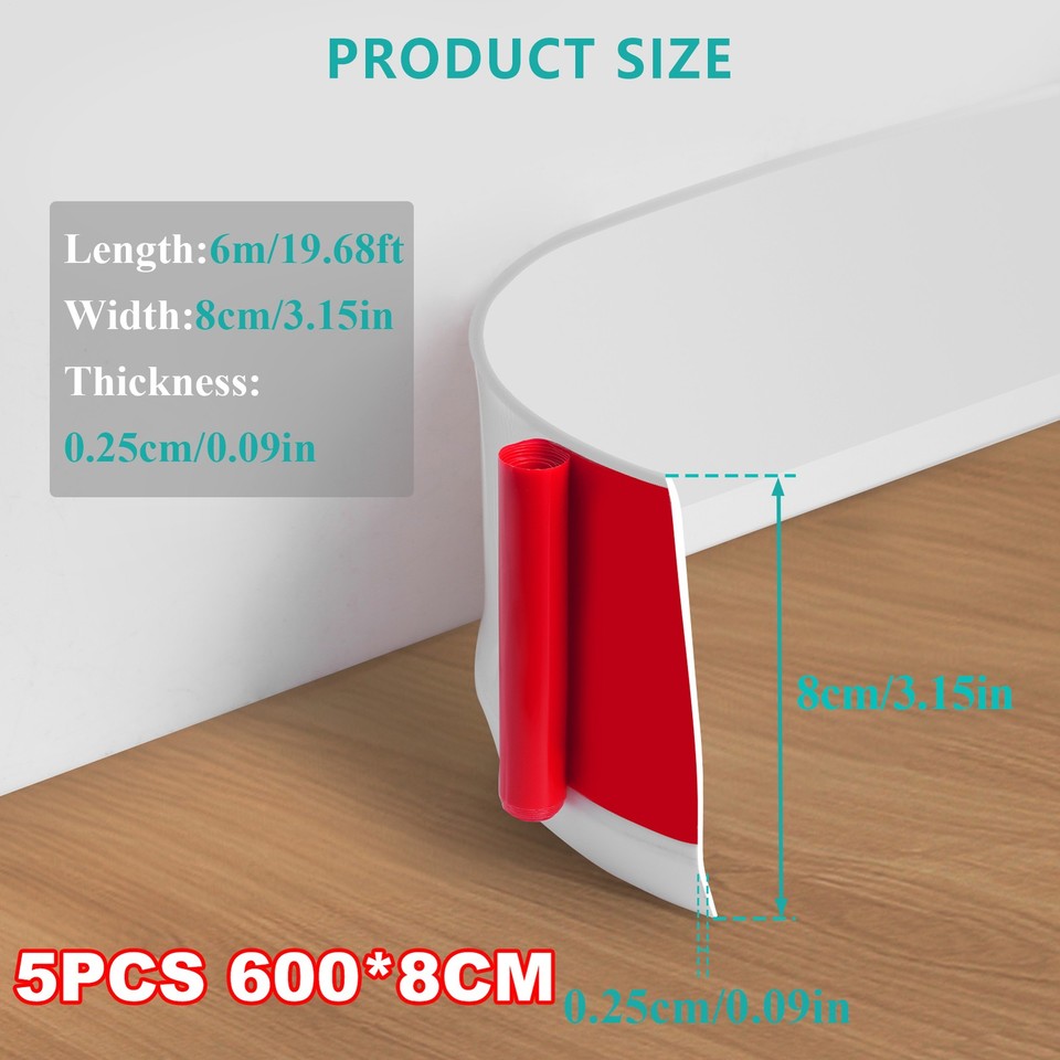 6M-30M PVC FLEXIBLE SKIRTING BOARD LENGTH SELF ADHESIVE Soft Skirting ...