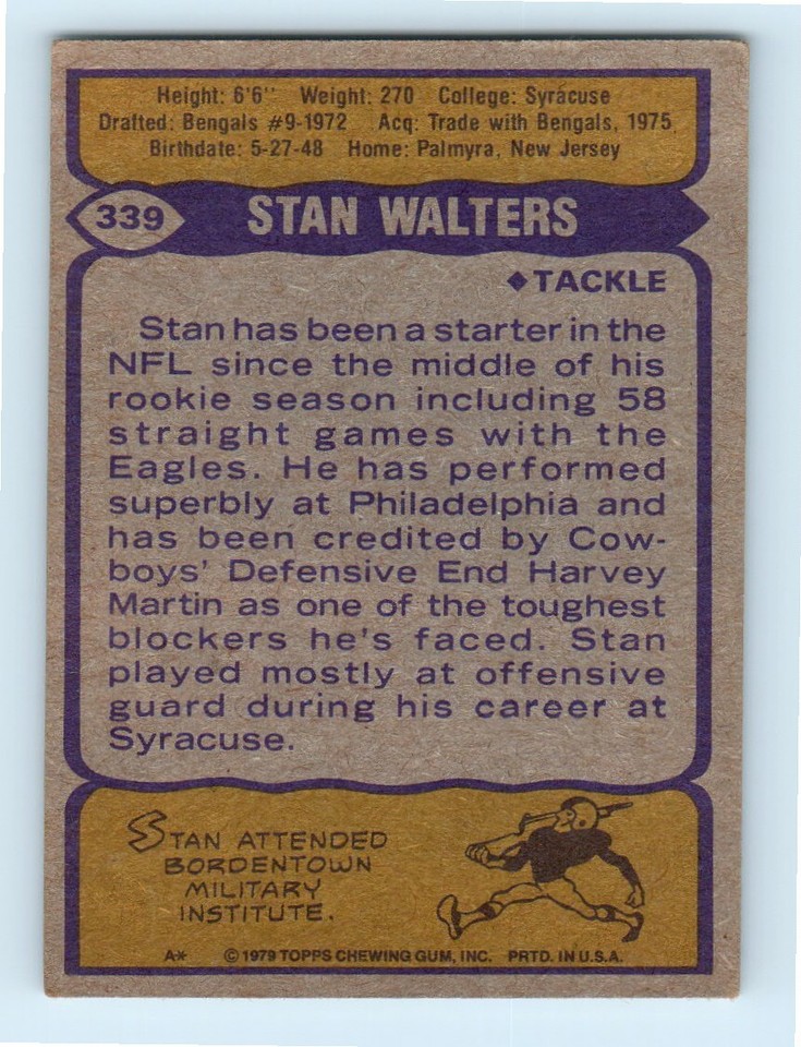 1979 Topps Stan Walters RC Philadelphia Eagles #339 | eBay