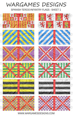 6mm Flags - Spanish Tercio Infantry - Sheet 1 - Pike & Shotte, Baroque ...
