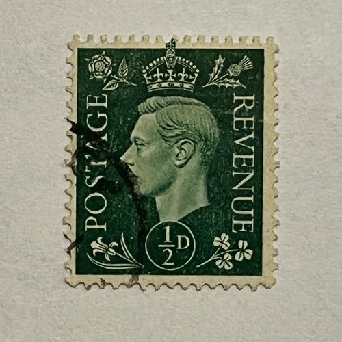 1937/1942 BRITAIN KING GEORGE VI DEFINITIVE 1/2d STAMP WITH INVERTED ...