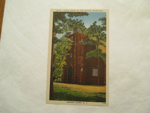North Carolina Postcard Little Chapel Fort Raleigh Reservation Roanoke ...