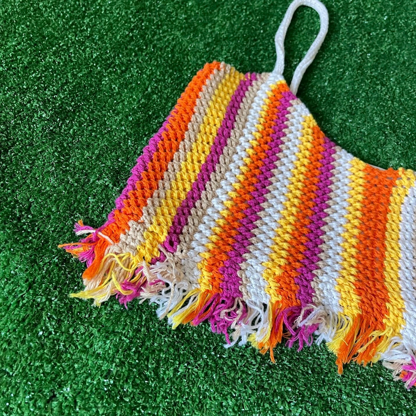 ZARA Crochet Knitted Spaghetti Strap Frayed Crop Top Beach Bustier Size ...