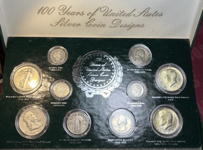100 Years of United States Silver Coin Designs Collection Set 10 Silver ...