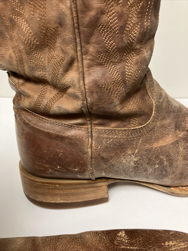 TECOVAS COWBOY SQUARE TOE BROWN BOOTS Western Men's Size 10 D | eBay