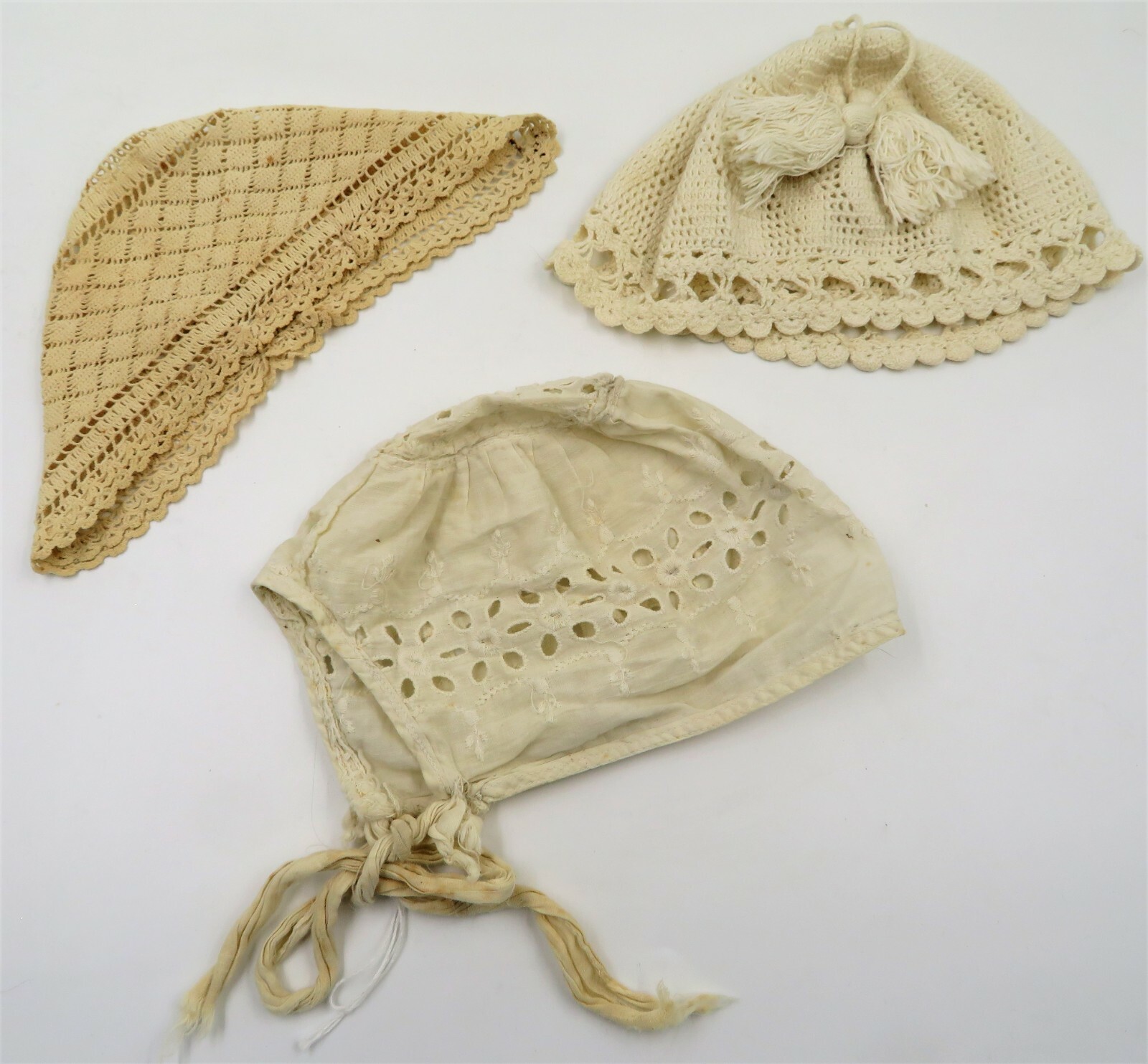 WONDERFUL GROUP OF THREE VICTORIAN BONNETS TWO CROCHETED | eBay