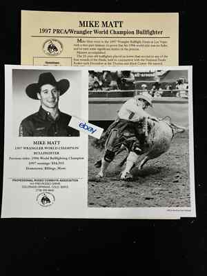 MIKE MATT, 1997 PRCA WORLD CHAMPION BULLFIGHTER 8X10 PRESS PHOTO & BIO ...