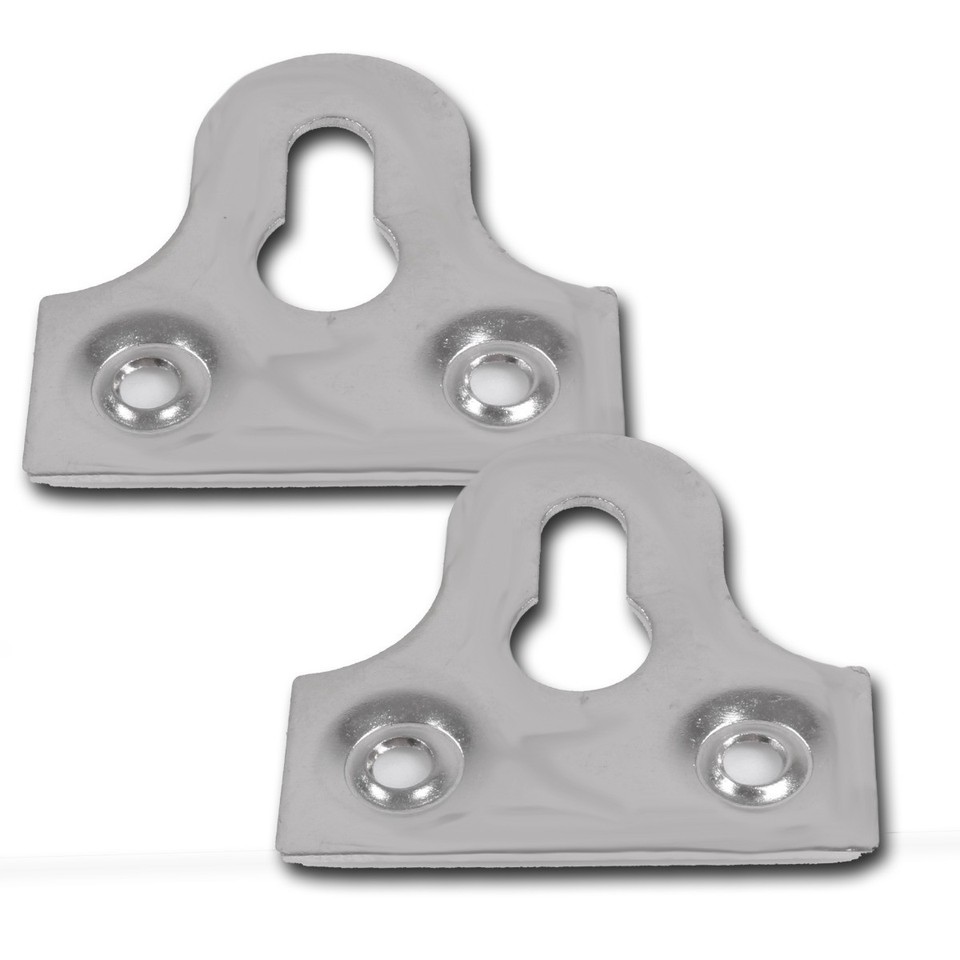 4x Chrome PICTURE HANGING PLATES 32mm Slotted Flat Flush Hanger Wall ...