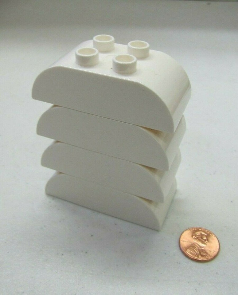 Lego Duplo Block WHITE 2x4 CURVED TOP BRICK 4 Block Lot Building Blocks ...