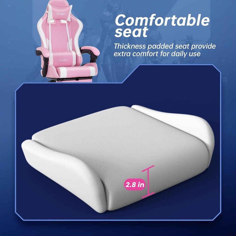 Gaming Chair Office Chair w/Footrest Lumbar Support Headrest Armrest ...