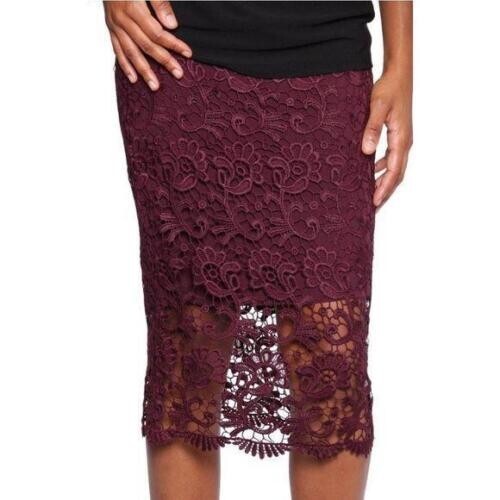 Bar III Midi Lace Pencil Skirt Burgundy Size XS NWT | eBay
