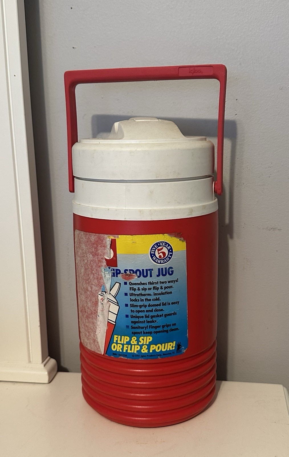 90s Igloo Legend Flip Spout Water Cooler Pitcher Jug Red 1.9L / Half ...