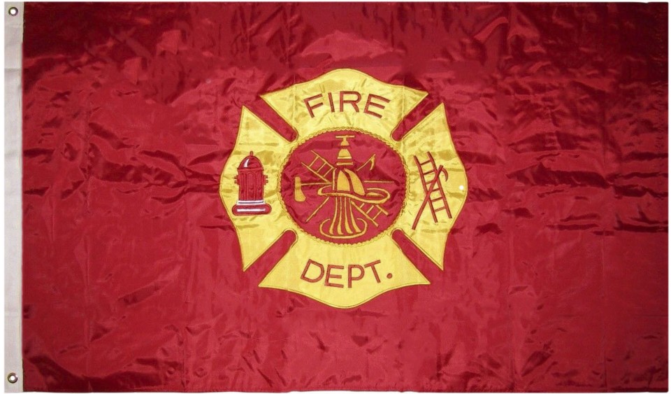 3x5 Embroidered Fire Department Fire Fighter Double Sided Nylon Flag ...