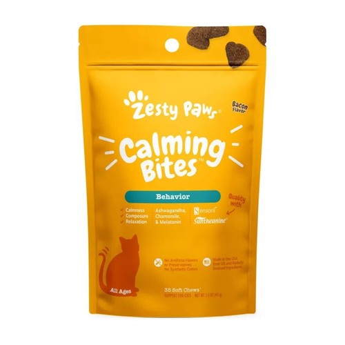 Zesty Paws Calming Cat Bites - Bacon - 35ct | eBay