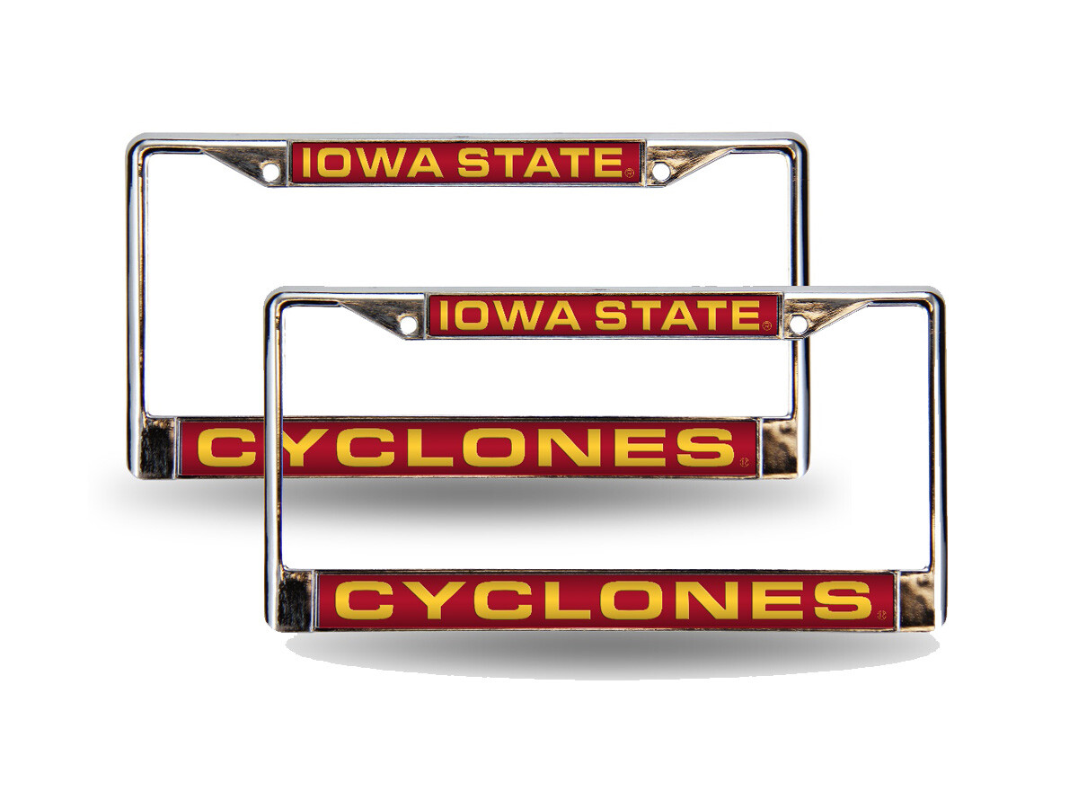 Iowa State NCAA Cyclones Chrome Metal (Set of 2) Laser Cut License ...