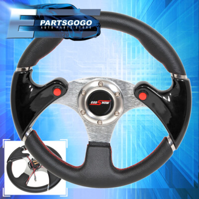 Universal 6 Bolt Hole 320mm Nos Button Black Steering Wheel Jdm Godsnow ...