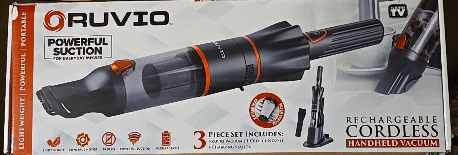 Ruvio Pro Cordless Hand Vacuum 17” Portable Vacuum Cleaner for Home and ...
