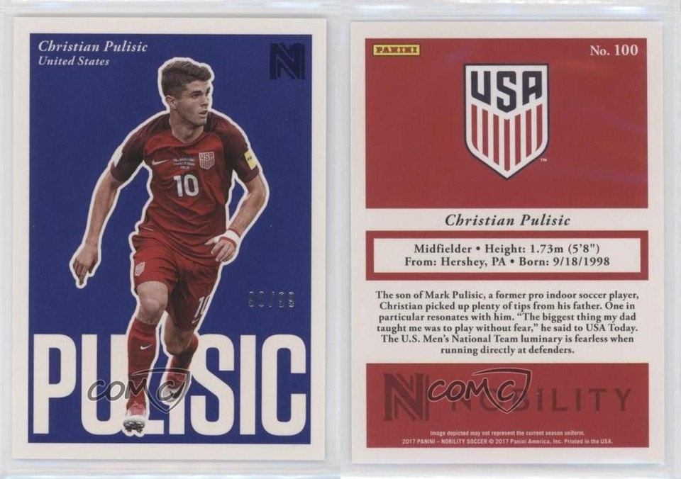 2017 Panini Nobility Short Prints Blue /99 Christian Pulisic #100 1vy ...