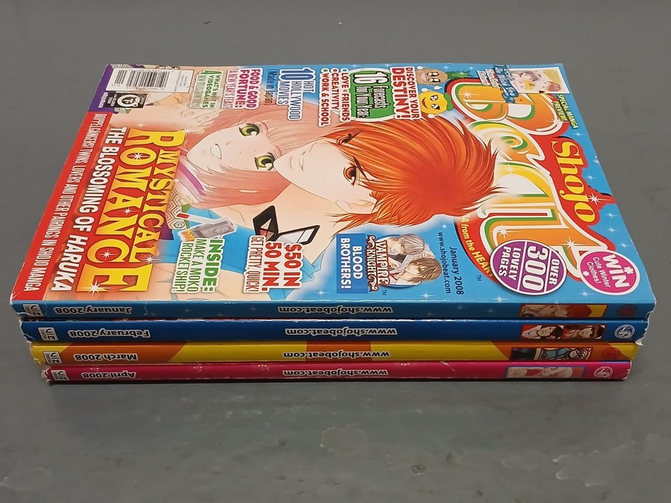 Lot Of 4 Shojo Beat Magazine 2008 Vol.4 Issues 1-4 Jan-April Manga ...
