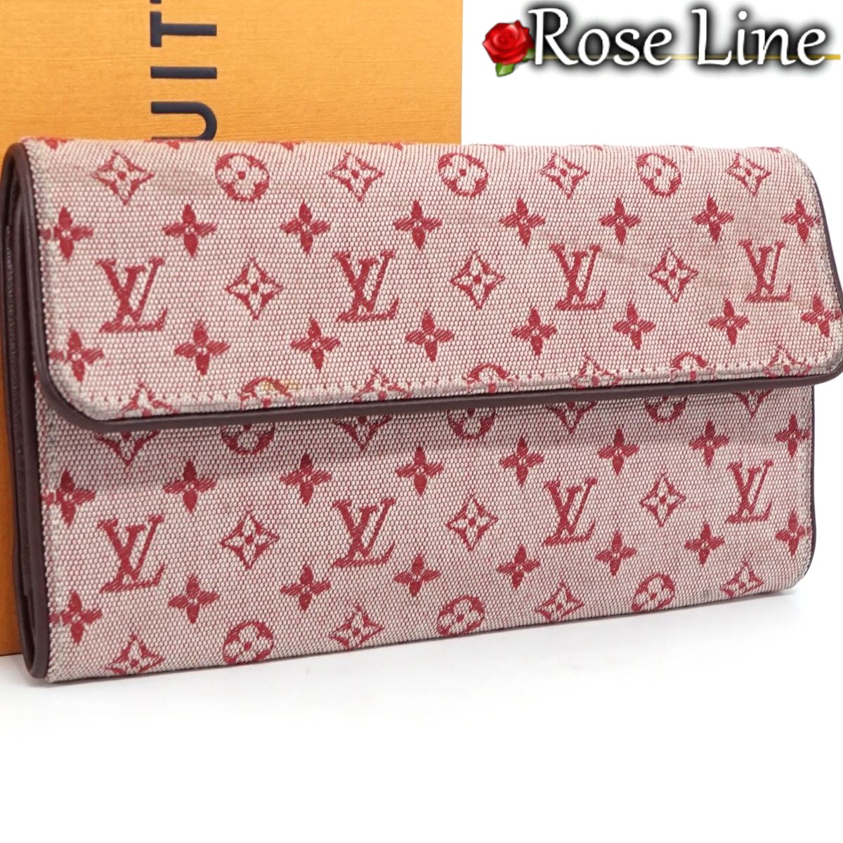 Louis Vuitton Monogram Mini Series Red International Long Wallet Coin ...