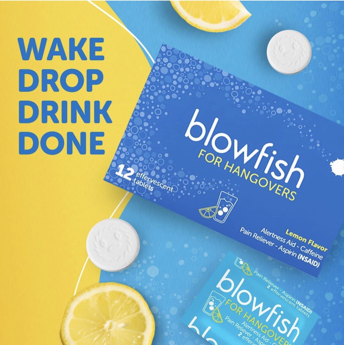 12-Count Blowfish Hangover Relief Tablets, Lemon Flavor 375920000011 | eBay