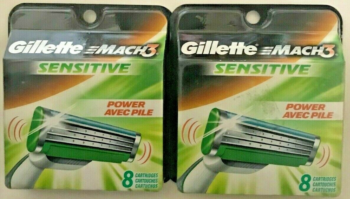 16 Gillette Mach3 M3 POWER SENSITIVE Blade Shaver Refill Cartridges ...