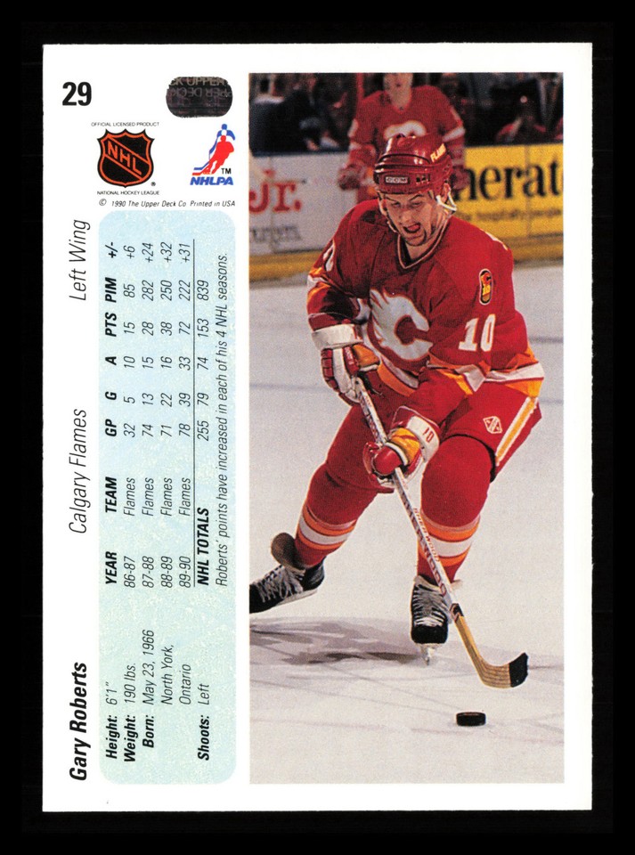 Gary Roberts 1990-91 Upper Deck Hockey NHL #29a Calgary Flames | eBay