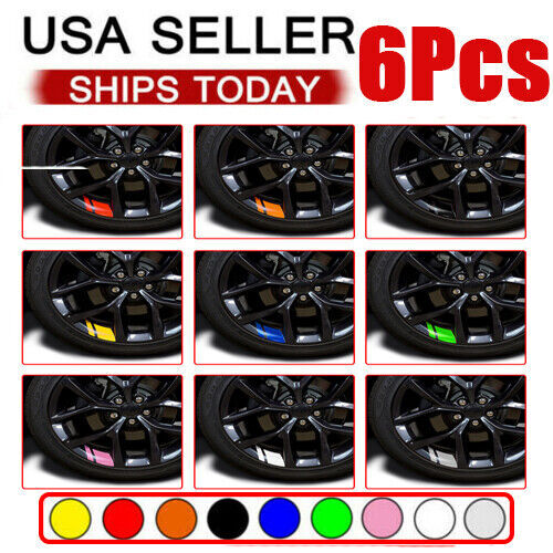 6 PCS Universal Car Wheel Rim Sticker Reflective Vinyl Decal Mark For ...
