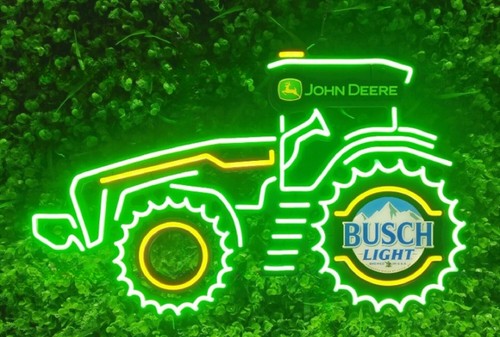 30" John Deere Farm Tractor Busch Light Beer LED Neon Light Lamp Sign ...