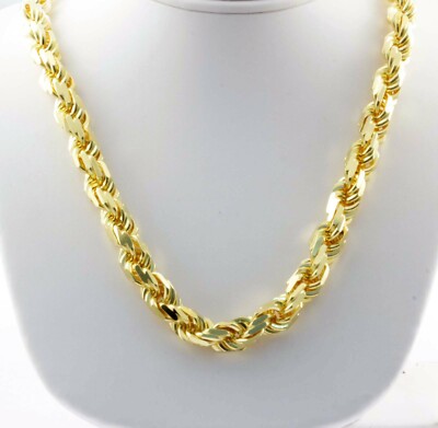 301.50gm 14k Solid Yellow Gold Men's Diamond Cut Rope Chain Necklace 10 ...