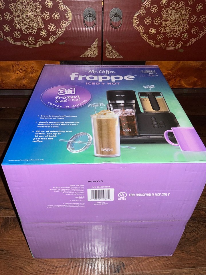Mr. Coffee 3in1 Single Serve Frappe Iced +Hot Coffee Maker + Blender +2 ...