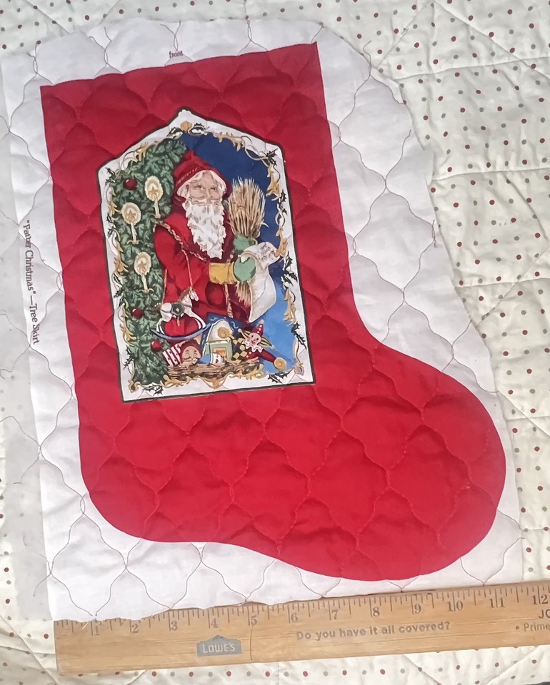 Vintage Cranston Stocking Panels Set Father Christmas Santa 4pc Quilted ...