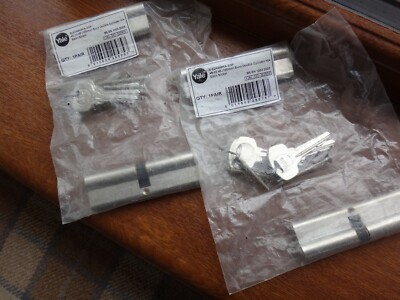 2 Pairs x YALE Keyed Alike Euro Cylinder Lock S Nickel Door Barrel Pair ...