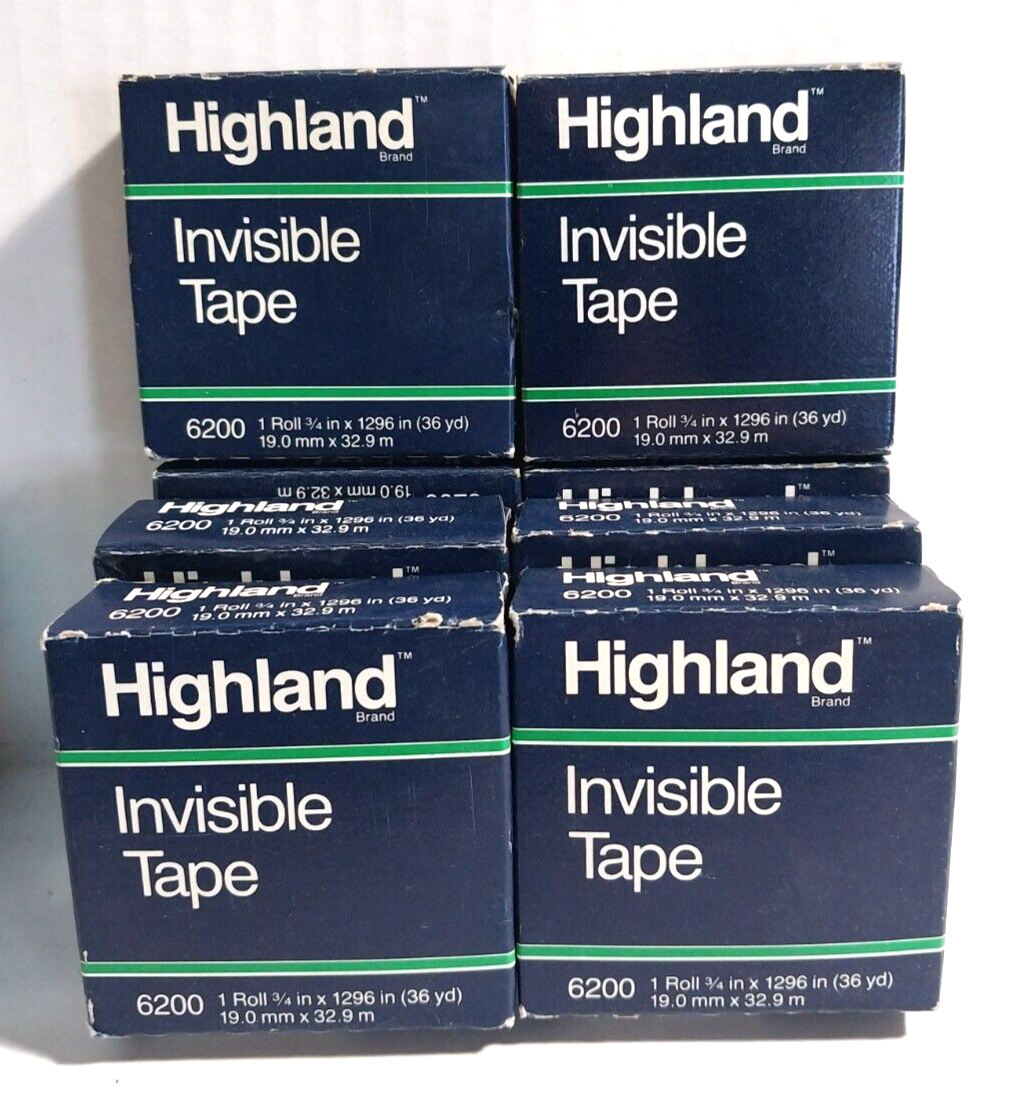 3M Highland 6200 Invisible Tape 3/4 x 1296", Lot of 8 Rolls NIB | eBay