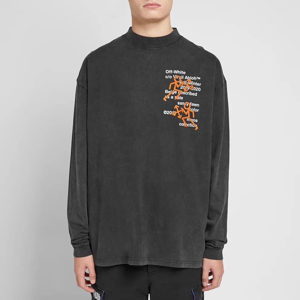 OFF WHITE Pictogram Oversize Mock Neck Long Sleeve Te… - Gem