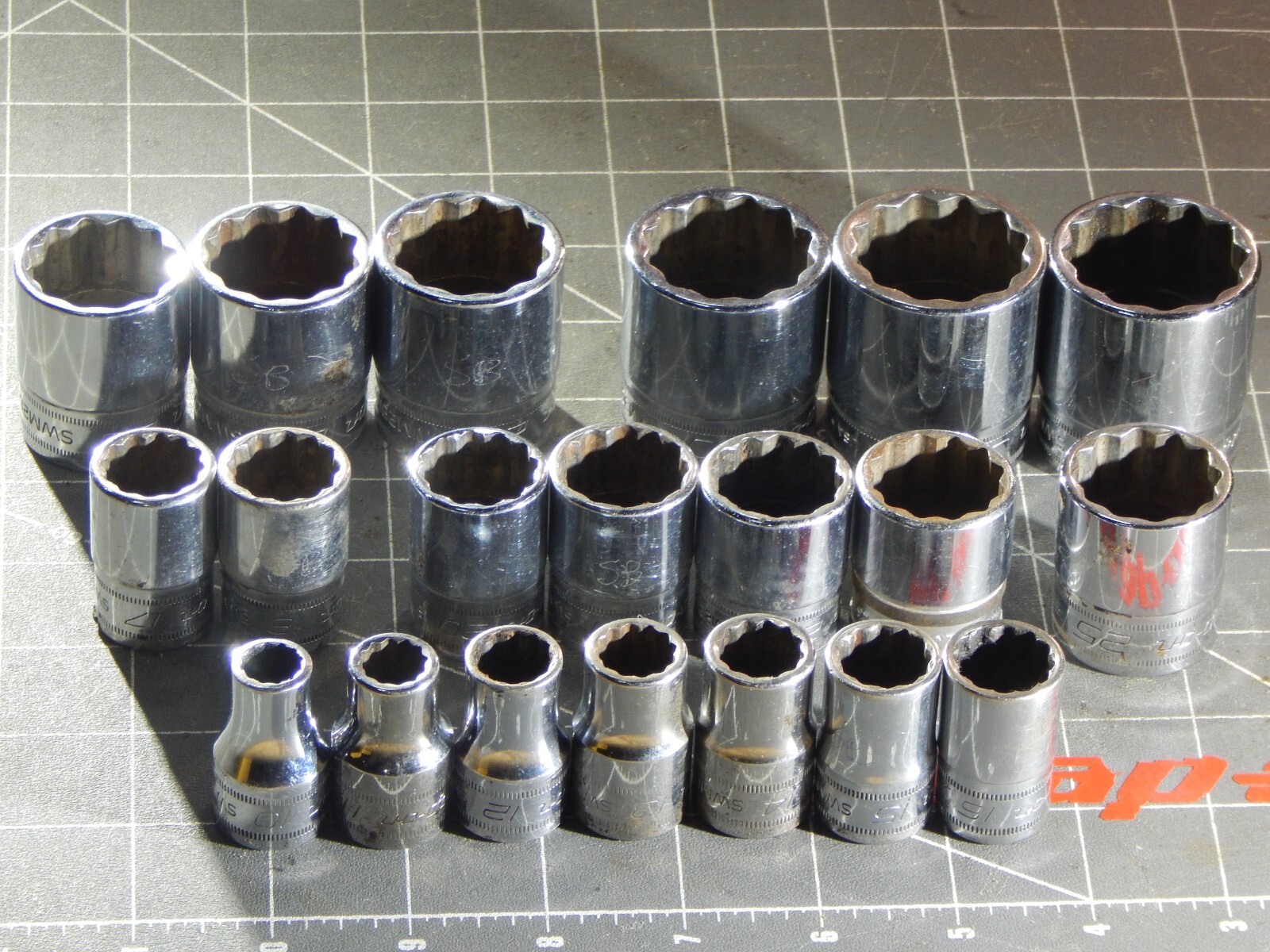 Snap On 21 OF 23Pc Metric 1/2" Drive Shallow Socket Set 10MM 32MM 12Pt ...