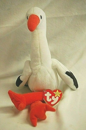 TY Originals Beanie Baby Stilts Stork Fuzzy Plush Toy Animal DOB June ...