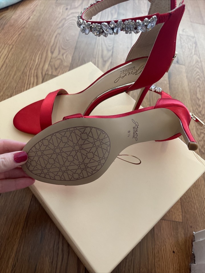 NEW $100 Women's Sz 8.5 M Jewel Badgley Mischka Embellished Sandal Red ...