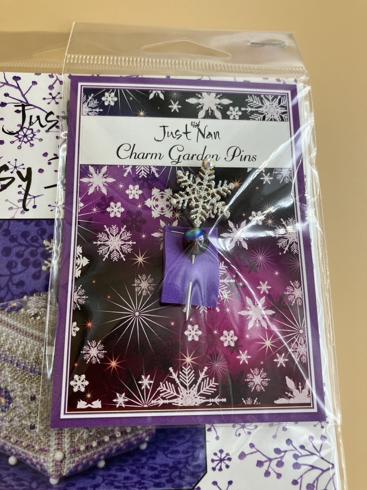 Just Nan •Pansy Ice Cube• Cross Stitch Chart w/embellishment & PIN, New ...