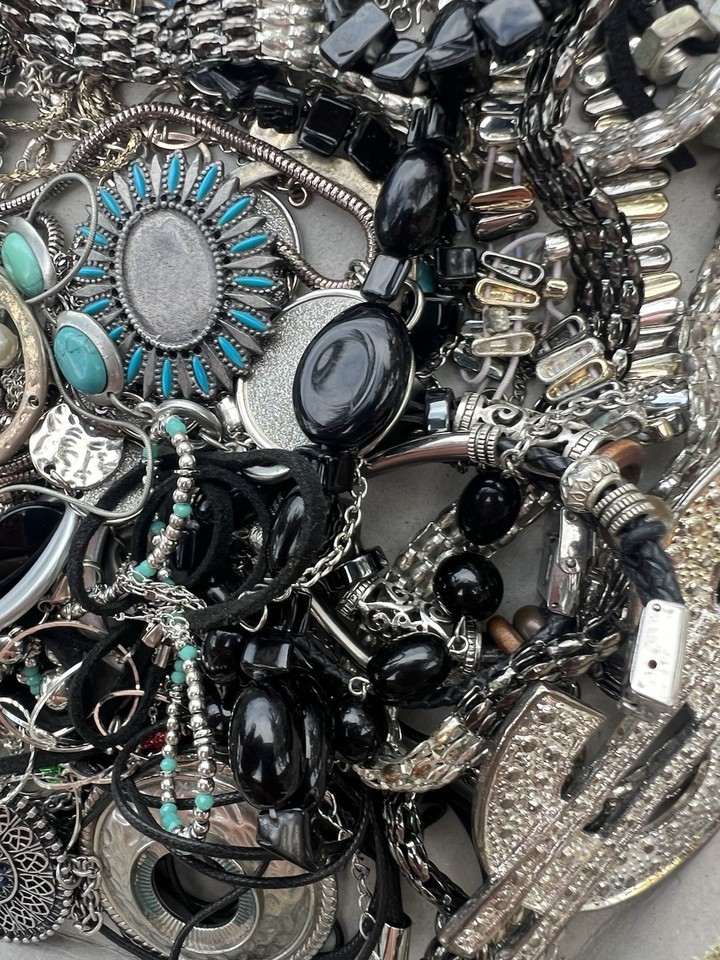 4lb Silver Tone Jewelry Bulk Craft Scrap Junk Chains TANGLED Vintage ...