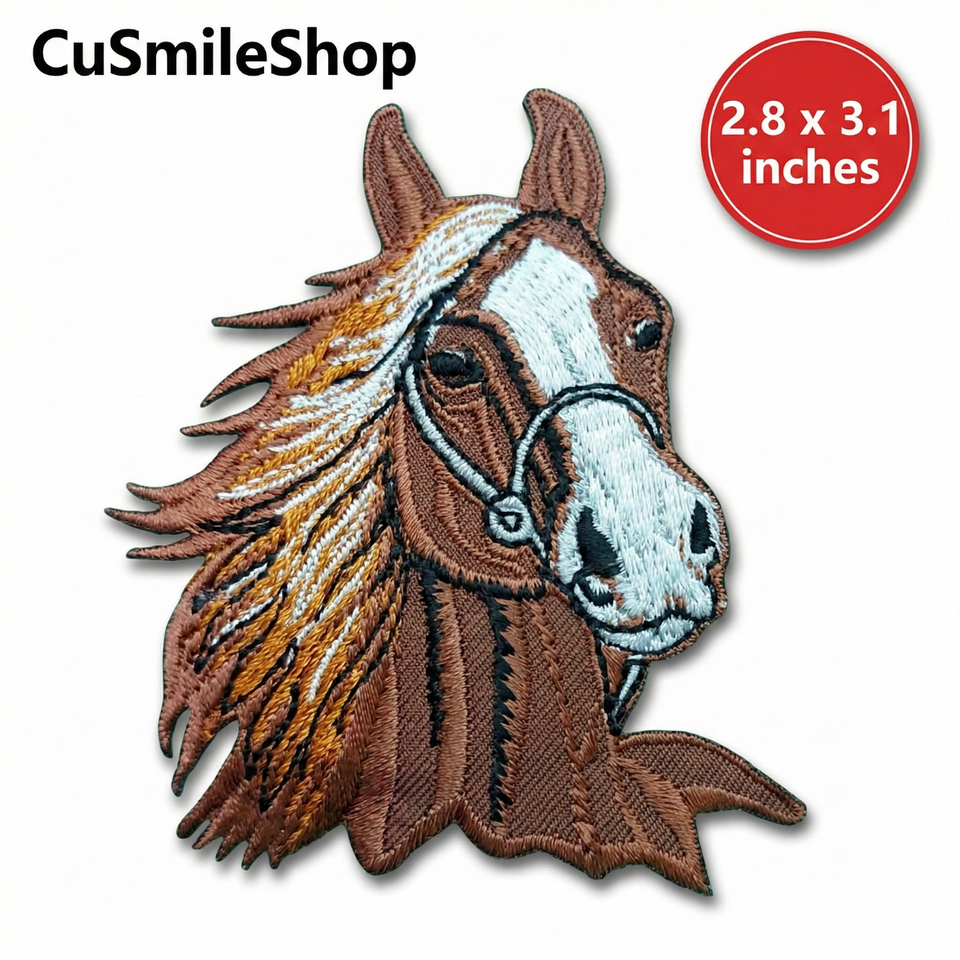 Year of the Horse Embroidered Patch 3 Inch Applique Stallion Equestrian ...