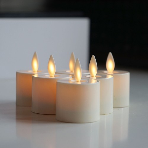 Luminara Flameless Moving Flame Tealight Candles Ivory Remote Tea Light ...