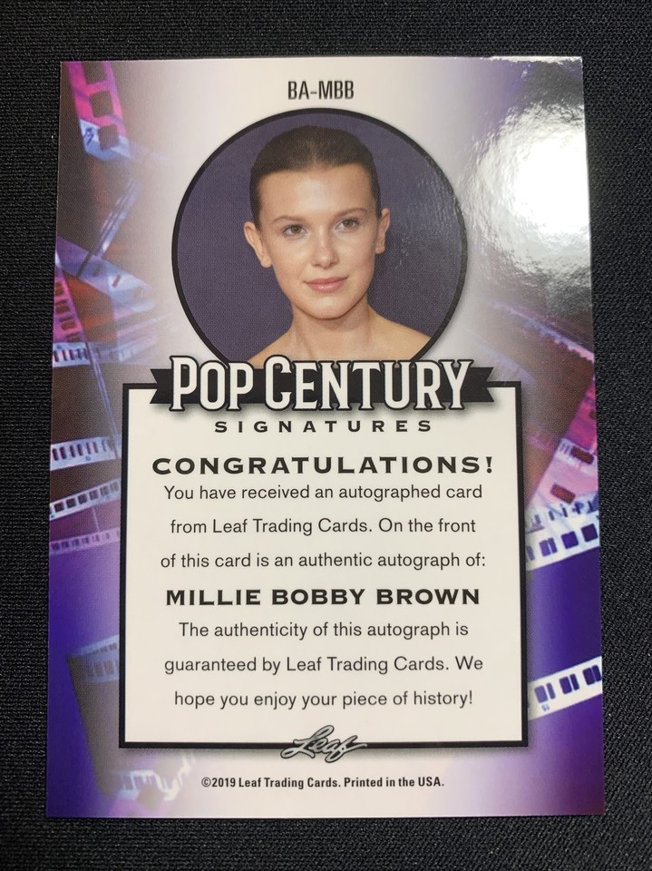 Millie Bobby Brown 2019 Pop Century Stranger Things Eleven Rookie Auto ...