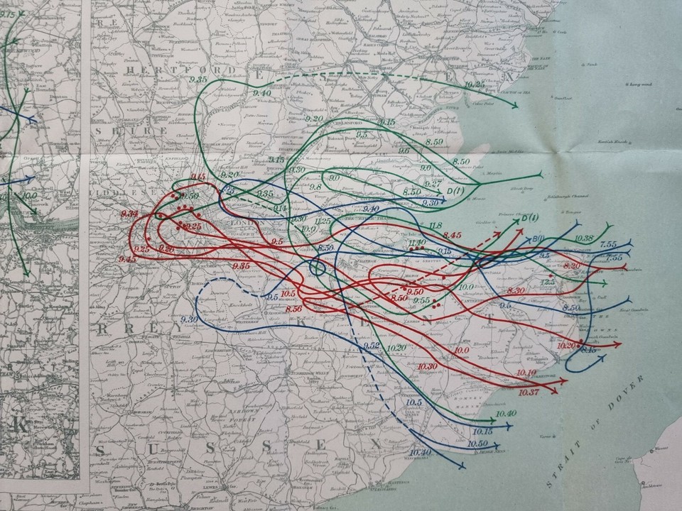 1935 WW1 MAP AEROPLANE RAID 29th SEPT 1917 LONDON BOMBS CASUALTIES ...