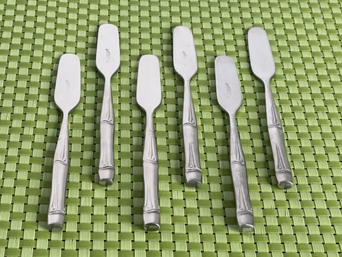 Oxford Hall OXH14 Stainless 6 Butter Spreaders Glossy Bamboo Handle ...