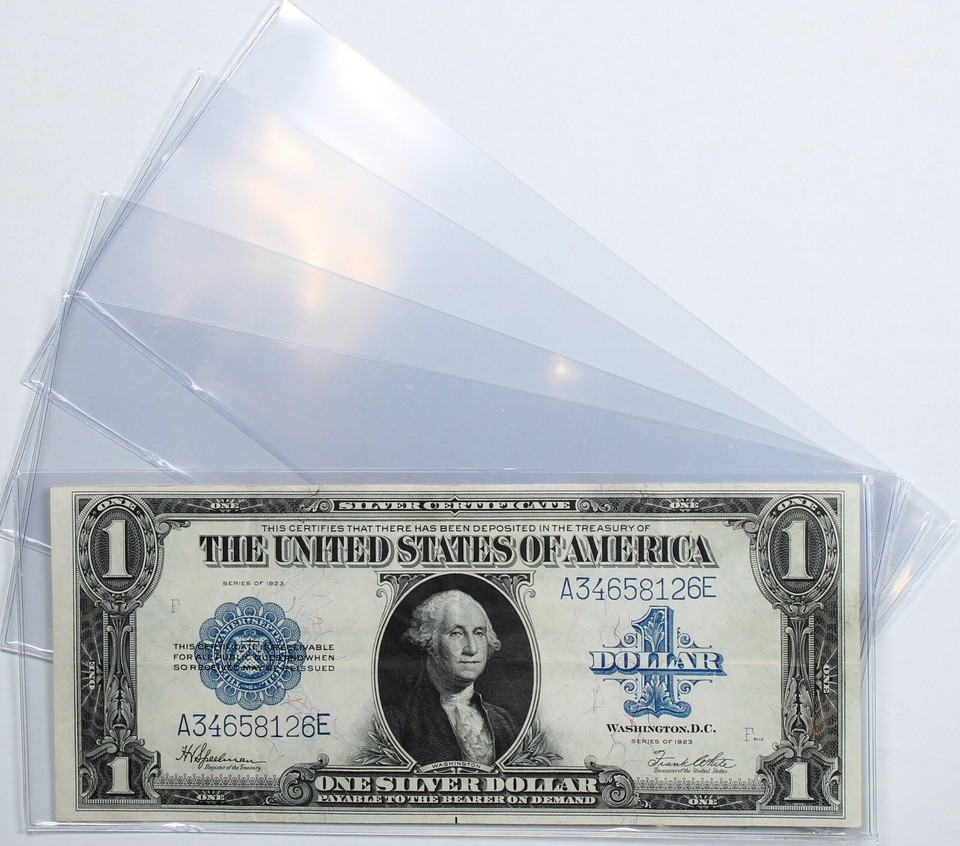 (100) LARGE SIZE CURRENCY HOLDERS FRAME A COIN VINYL SLEEVES FREE ...