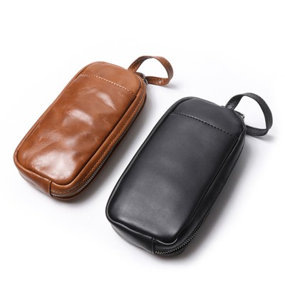 Men's Leather Travel Pouch Top Grain Small Bag Phone Wallet Key Holder ...