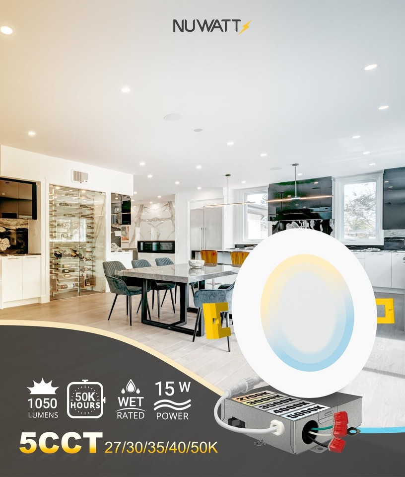 6 Pack, 6 Inch Ultra-Thin LED Recessed Lighting, CCT 2700K/3000K/3500K ...