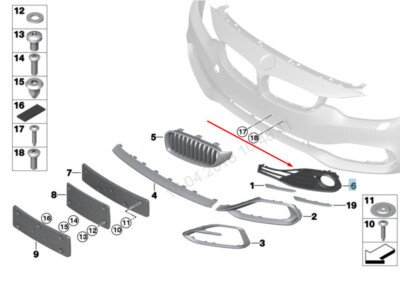 BMW 4 F32 RIGHT FOG LIGHT LUXURY LINE GRILLE 51117309624 2016 NO DUTY ...